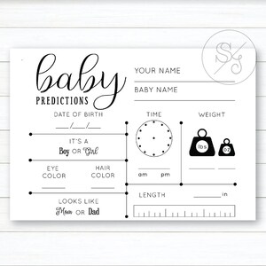 Baby Prediction Cards, Gender Reveal Party Game, Newborn Predictions ...