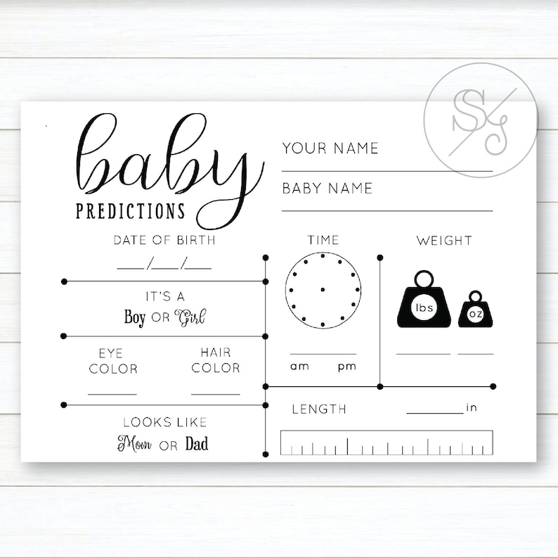 Baby Prediction Cards, Gender Reveal Party Game, Newborn Predictions ...