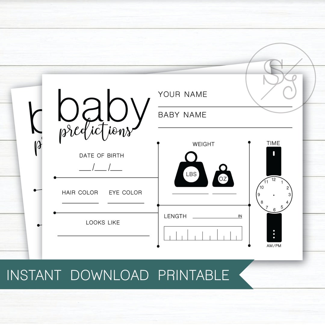 Baby Prediction Cards, Newborn Predictions, Gender Neutral Activity ...