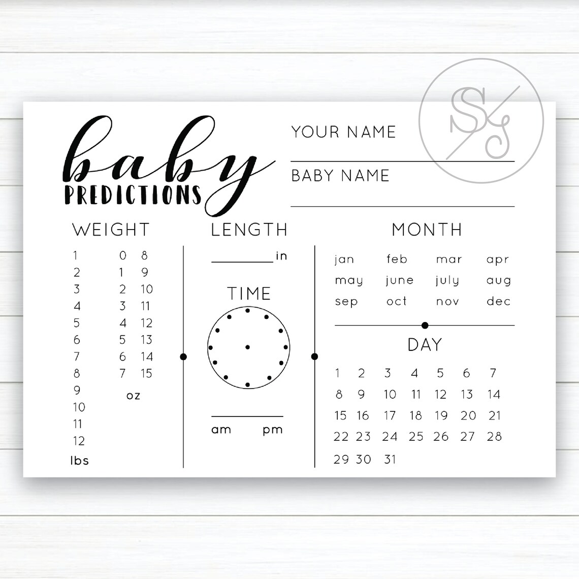 Baby Prediction Cards, Baby Shower Activity, Gender Neutral Prediction ...