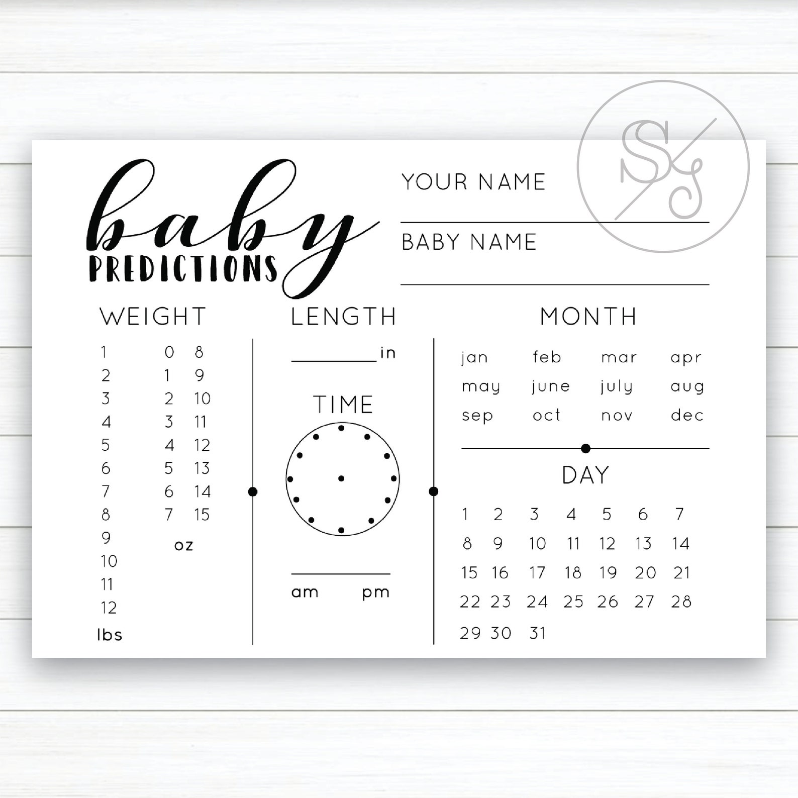 Baby Prediction Cards, Baby Shower Activity, Gender Neutral Prediction ...