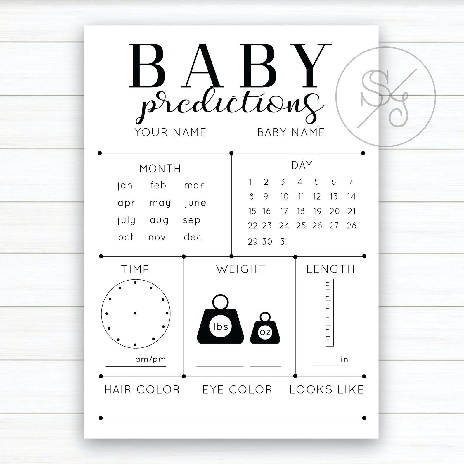 Newborn Prediction Cards, Baby Prediction Cards, Baby Shower Activity ...