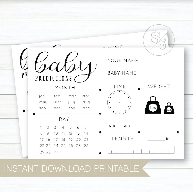 Newborn Predictions, Baby Shower Game, Baby Prediction Cards, Baby ...