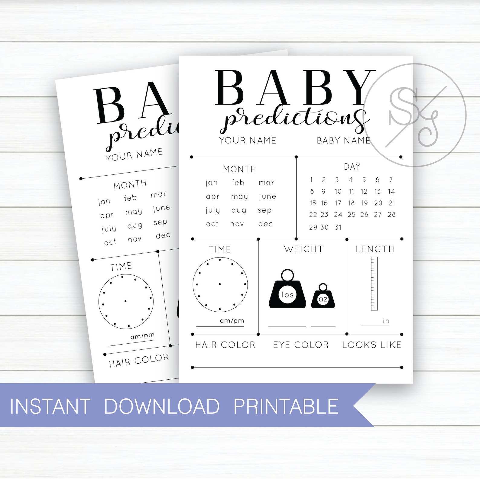 Newborn Prediction Cards, Baby Prediction Cards, Baby Shower Activity ...