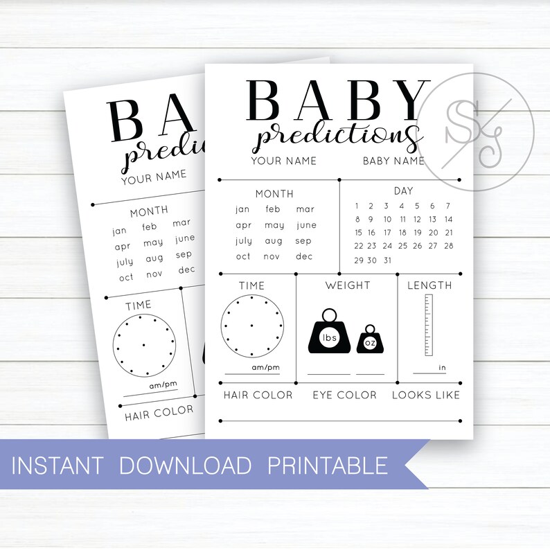 Newborn Prediction Cards, Baby Prediction Cards, Baby Shower Activity ...