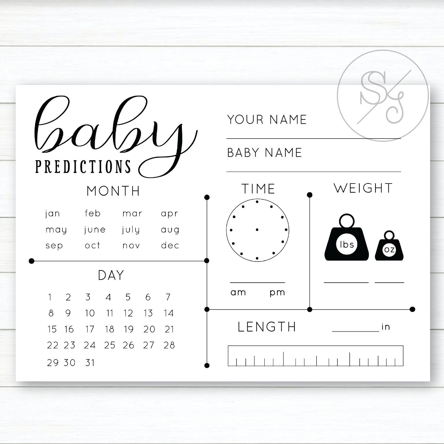 Newborn Predictions, Baby Shower Game, Baby Prediction Cards, Baby ...