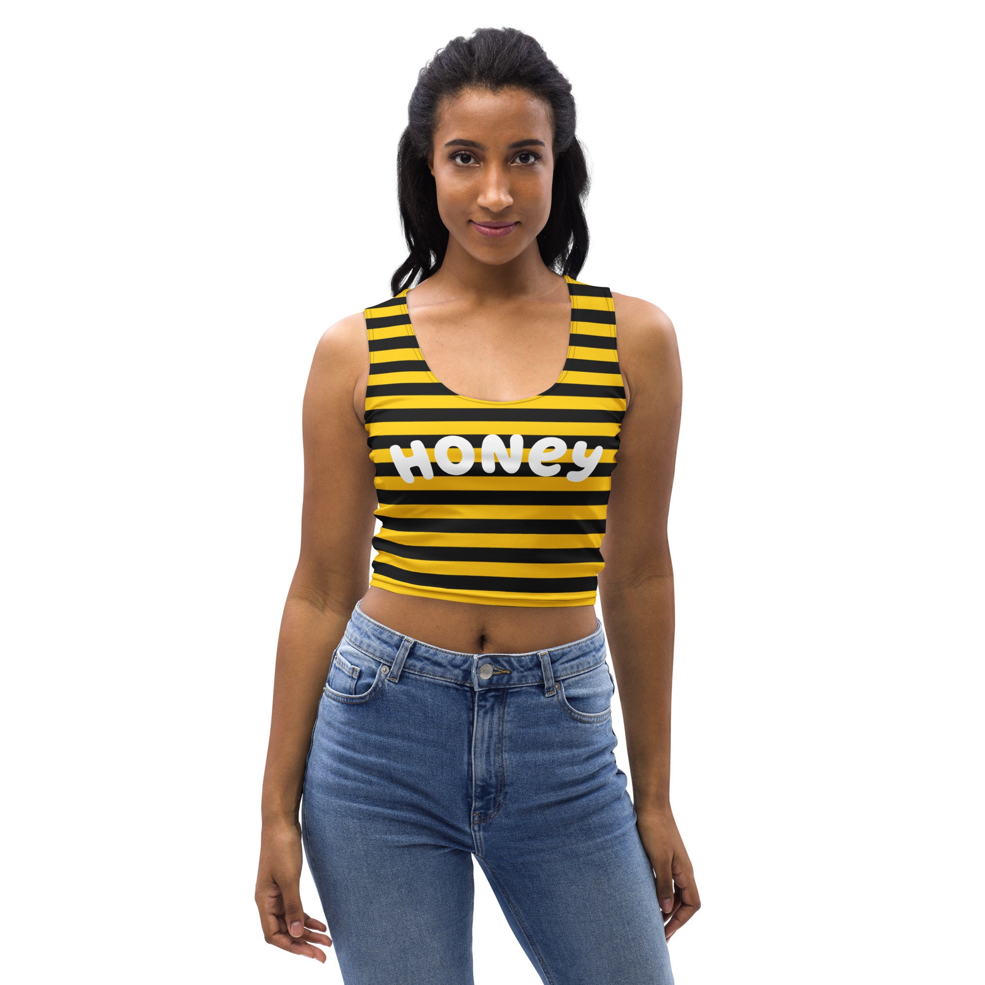 Fun "honey" Bee Bumblebee Crop Top Narrow Striped Yellow and Black ...