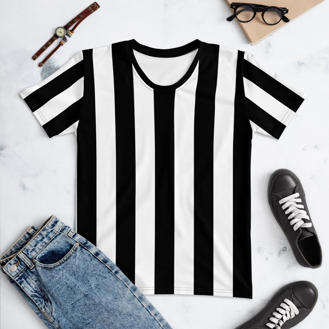 Black White Vertical Striped Tshirt Funny Costume Lengthwise Stripes ...