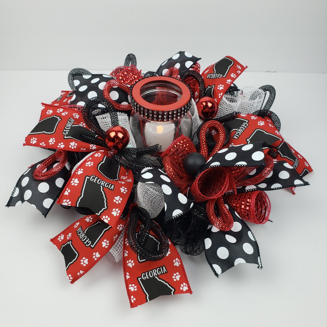 Red and Black Centerpiece, Georgia Centerpiece, Red and Black Candle ...