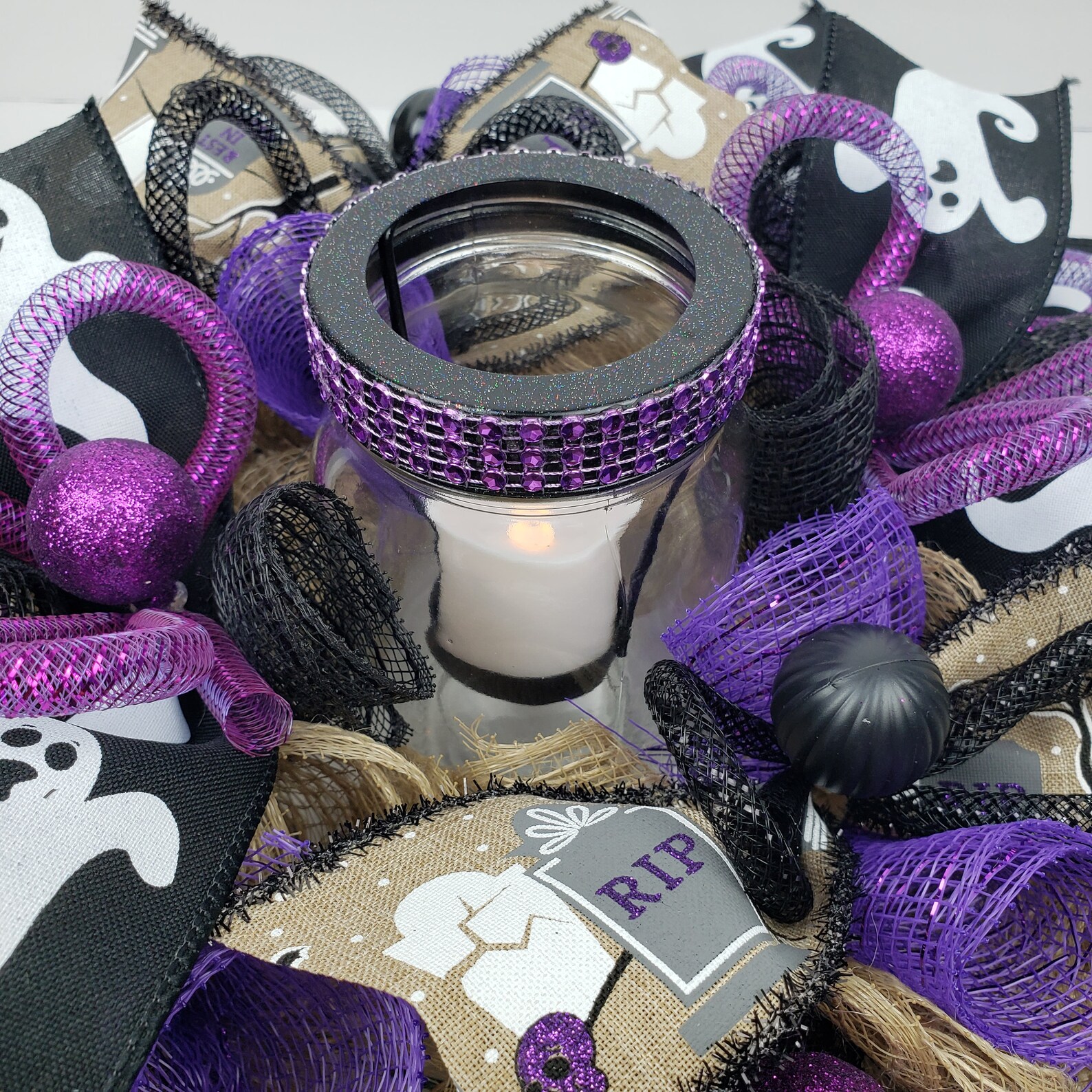 Halloween Centerpiece Halloween Candle Ghost Centerpiece | Etsy