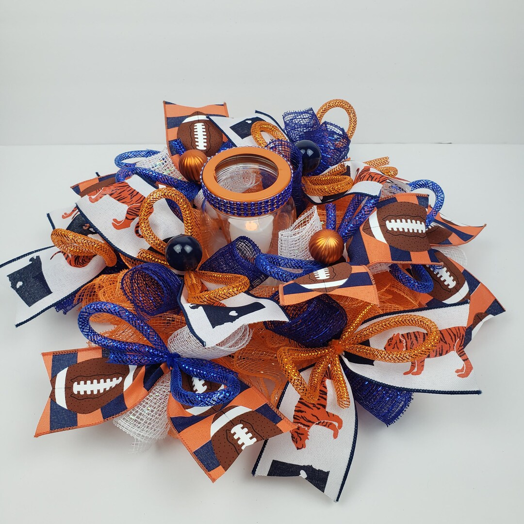 Blue and Orange Centerpiece, Tigers Football Centerpiece, Tailgating ...