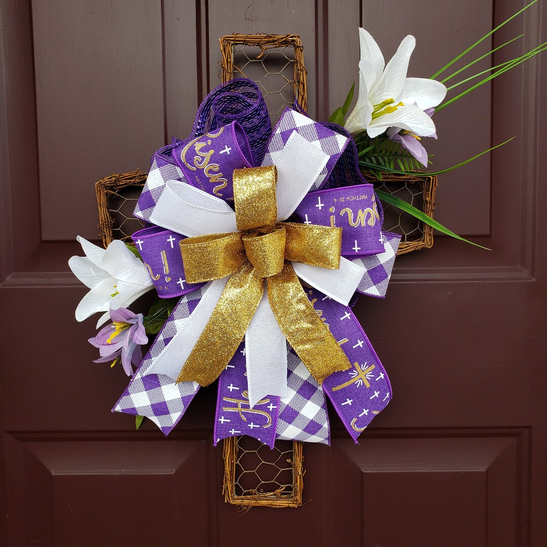 Religous Easter Cross, Floral Cross Wreath, Cross Door Hanger, Spring ...
