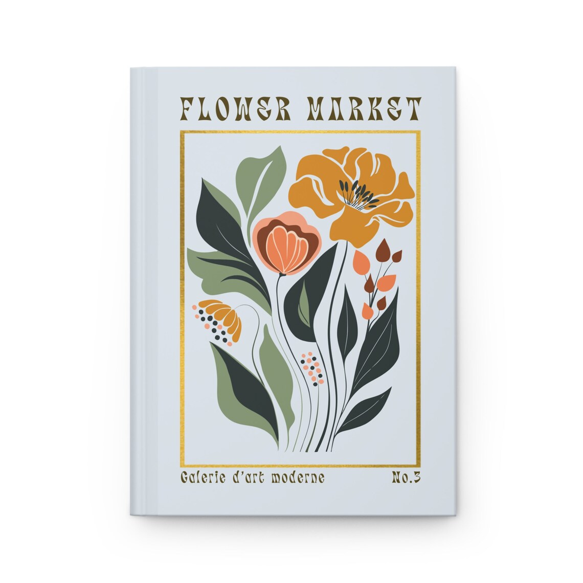 Flower Market Blue Hardcover Matte Journal, Gift for Her or Friend - Etsy