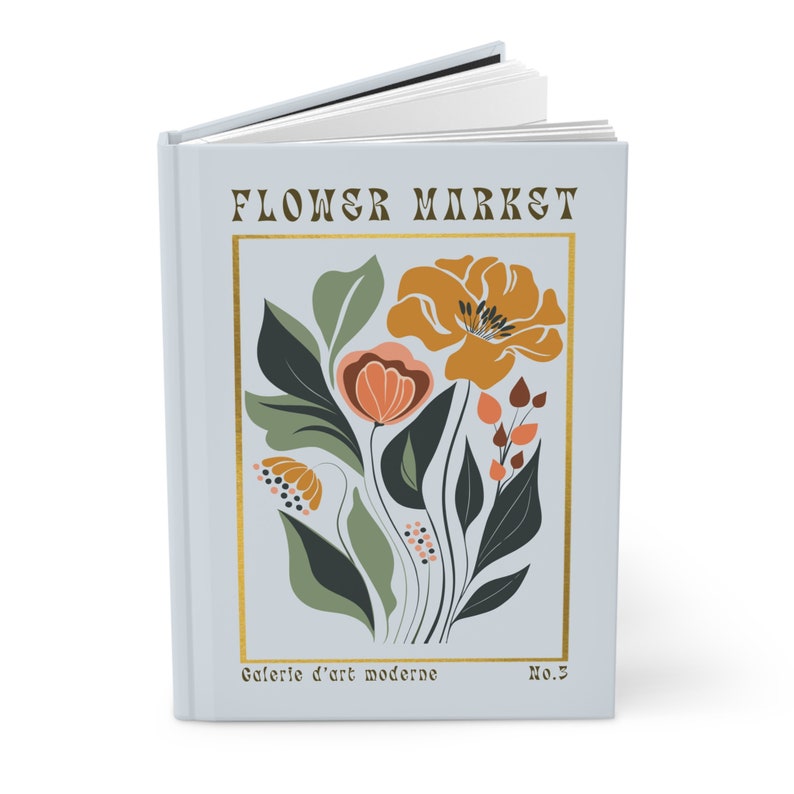 Flower Market Blue Hardcover Matte Journal, Gift for Her or Friend - Etsy