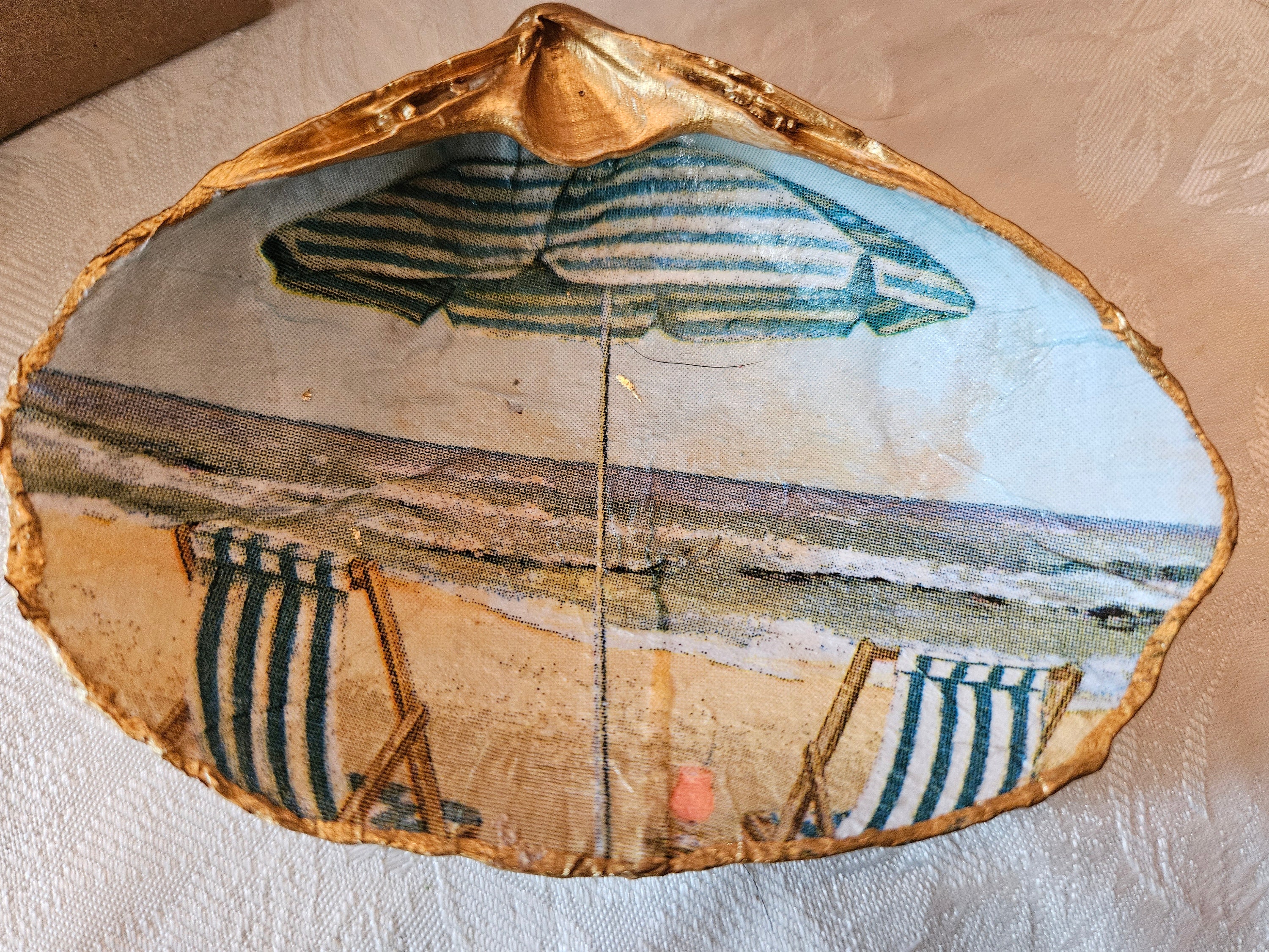 Decoupage Clam Shell Beach Umbrella Scene - Etsy