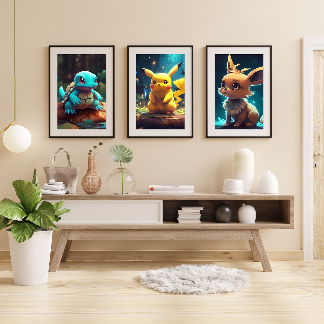 Set of 3 Pokémon Art Prints Digital Painting Printed on - Etsy