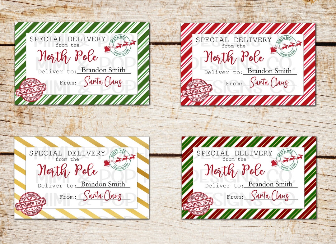 Santa Special Delivery Gift Labels Christmas Gift Tags Xmas Present ...