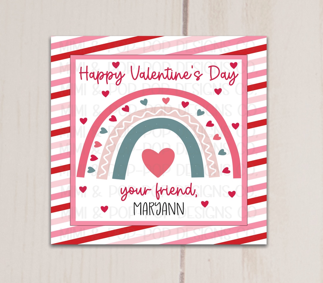 Rainbow Valentine's Day Card Valentines Day School Party - Etsy