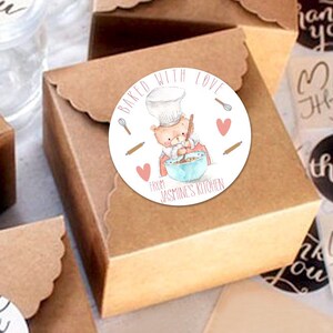 Baked With Love Bear Stickers | Homemade Kitchen Goodies Adhesive ...