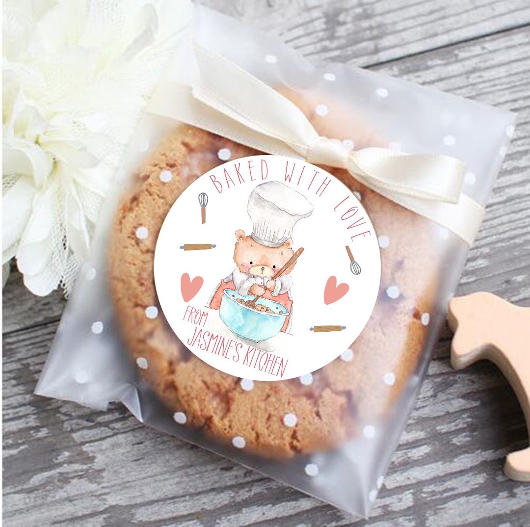 Baked With Love Bear Stickers | Homemade Kitchen Goodies Adhesive ...