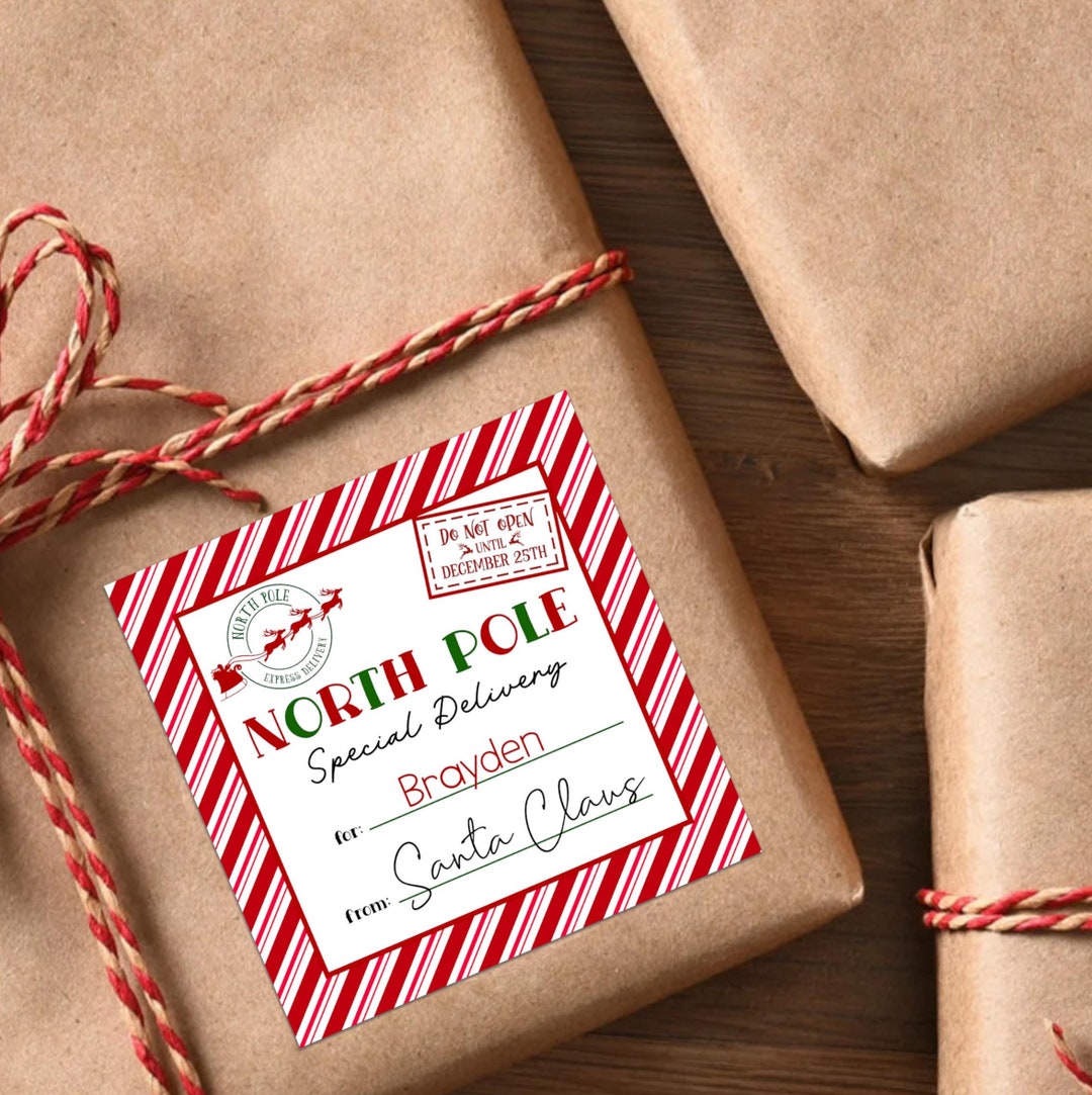 North Pole Express Delivery Gift Labels | Sant Special Delivery Tags ...
