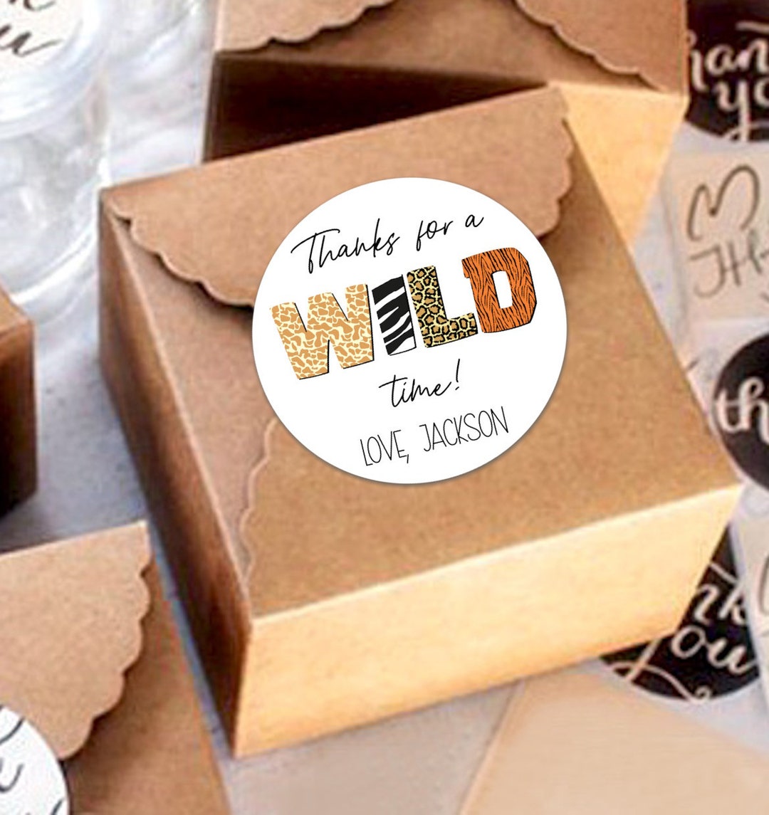 Wild Safari Theme Thank You Stickers Jungle Animal Wild Labels Perfect ...