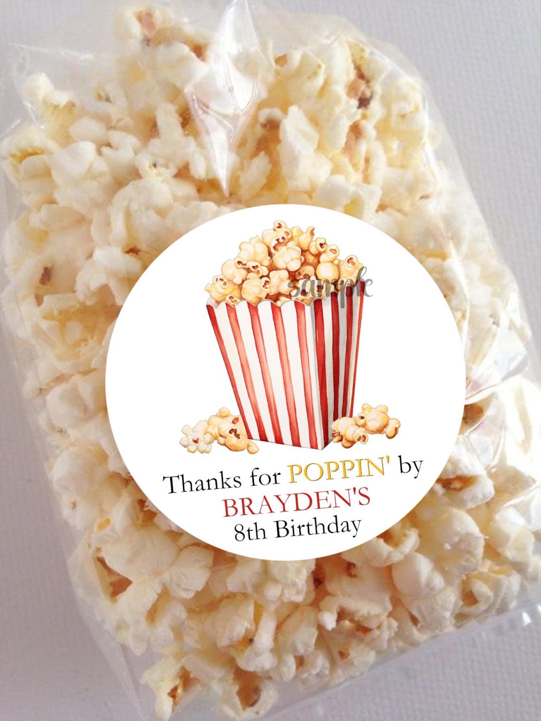 Popcorn Poppin' by Stickers | Birthday or Baby Shower Thank You Party ...