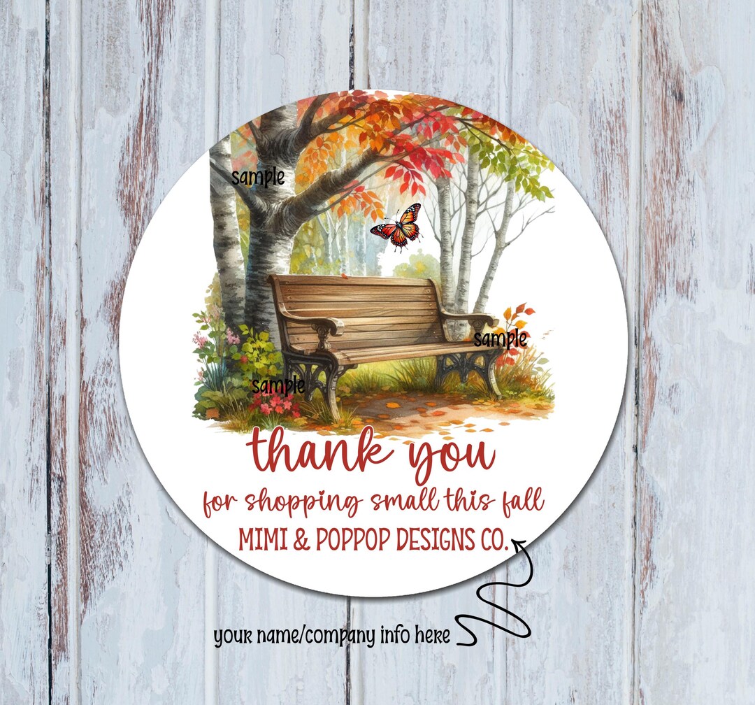 Birch Tree Bench Stickers Shop Small Business Package Labels | Fall ...