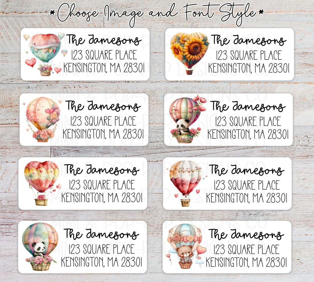 Hot Air Balloons Return Address Labels | Heart Balloon Envelope Seals ...