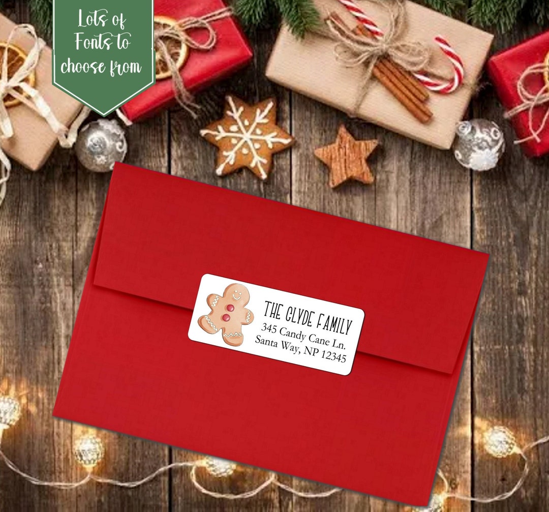 Gingerbread Christmas Address Labels | Cookie Return Address Stickers ...