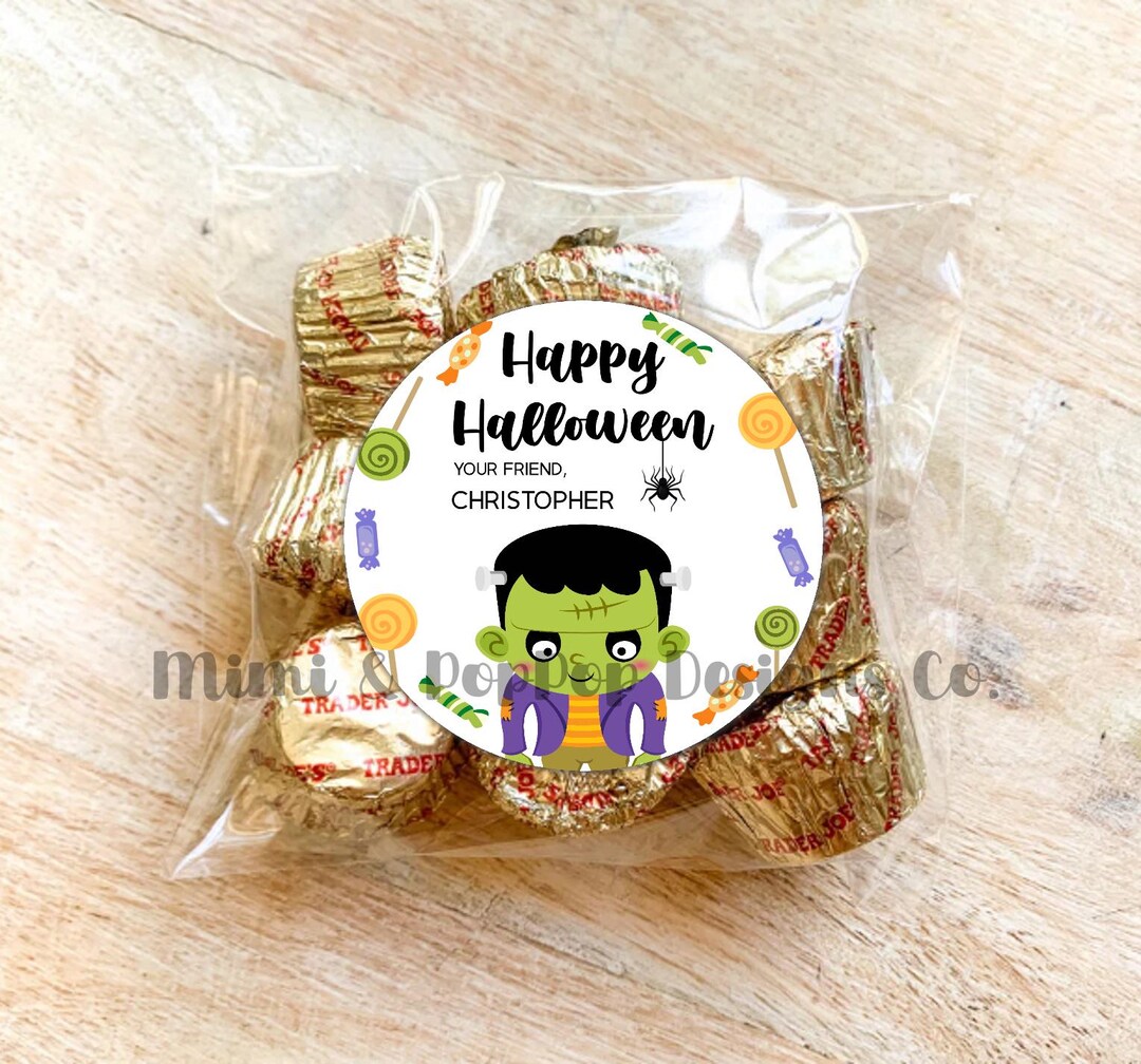 Frankenstein Monster Halloween Party Stickers | Personalized Trick or ...
