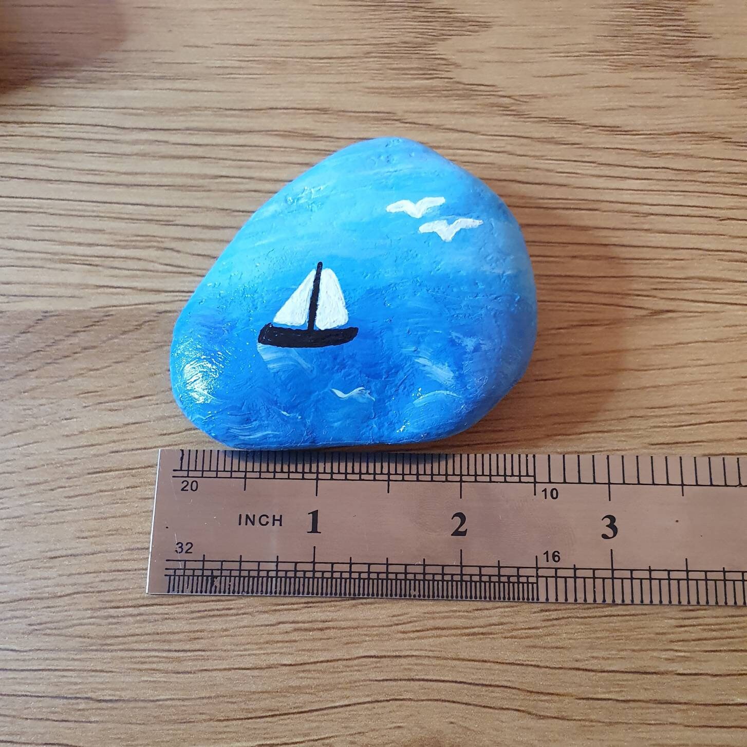 Boat at Sea Painted Stone, Boat Painted Rock, Sea Painted Stone, Sea ...