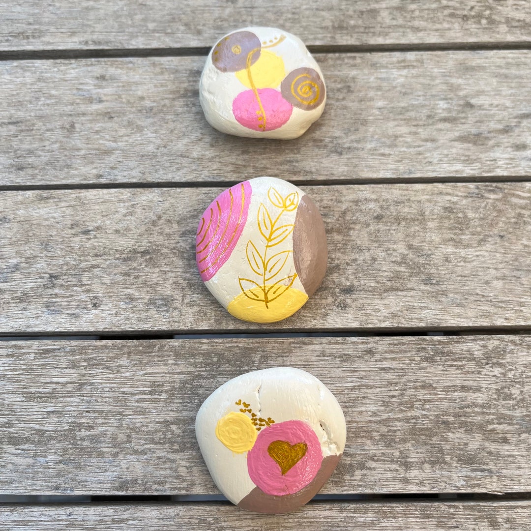 Boho Pastel Painted Stones Set,boho Style Painted Rocks, Nature ...