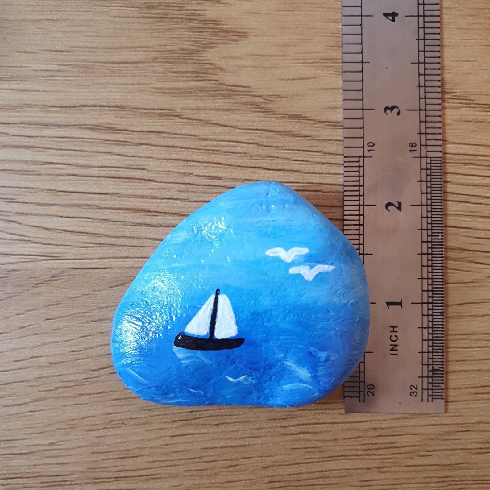Boat at Sea Painted Stone, Boat Painted Rock, Sea Painted Stone, Sea ...