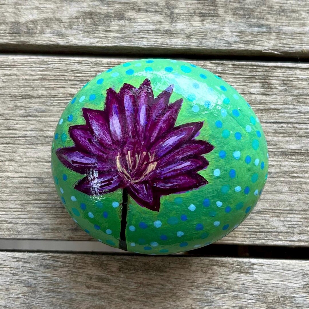 Lotus Painted Rock, Lotus Painted Stone, Spiritual Painted Rock ...
