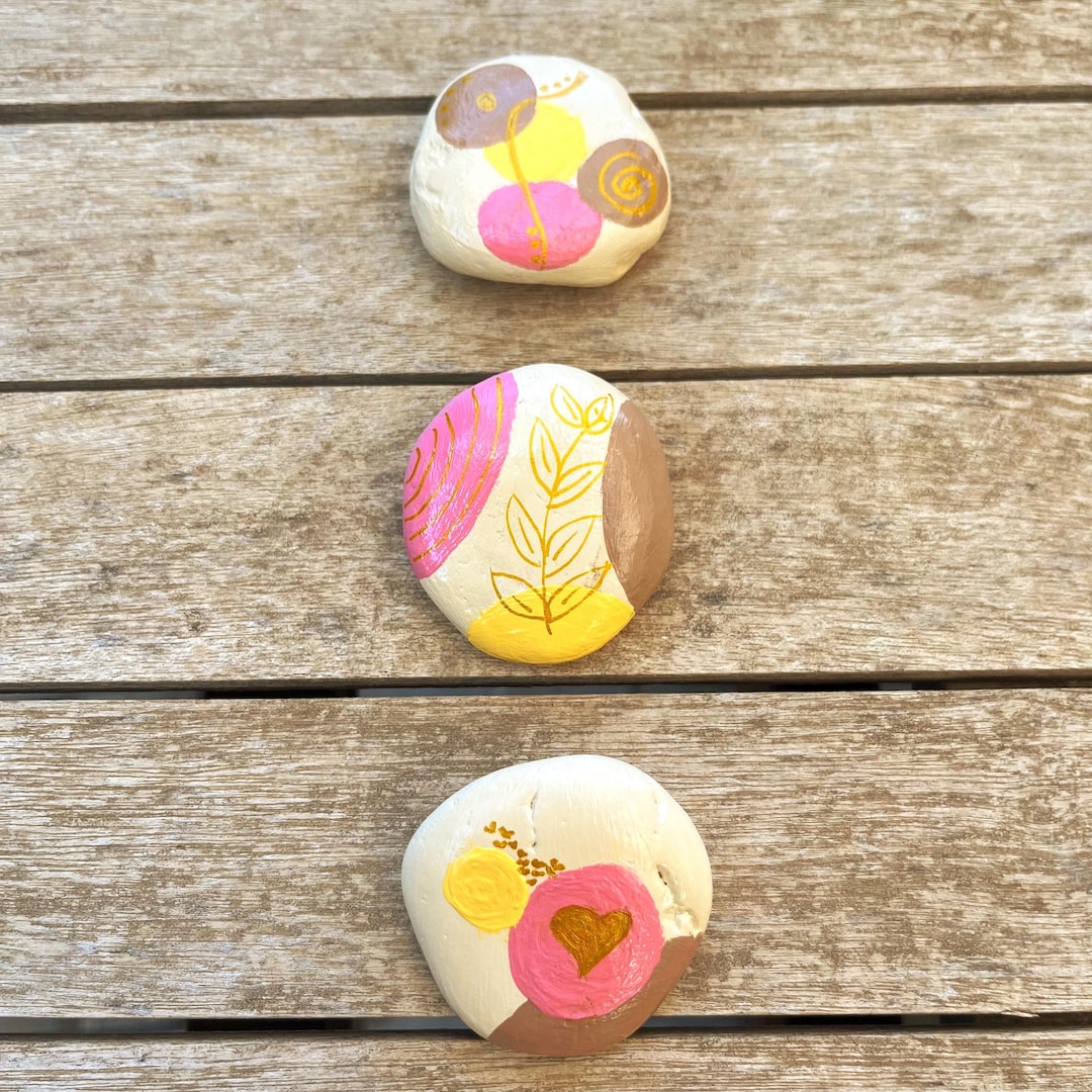 Boho Pastel Painted Stones Set,boho Style Painted Rocks, Nature ...