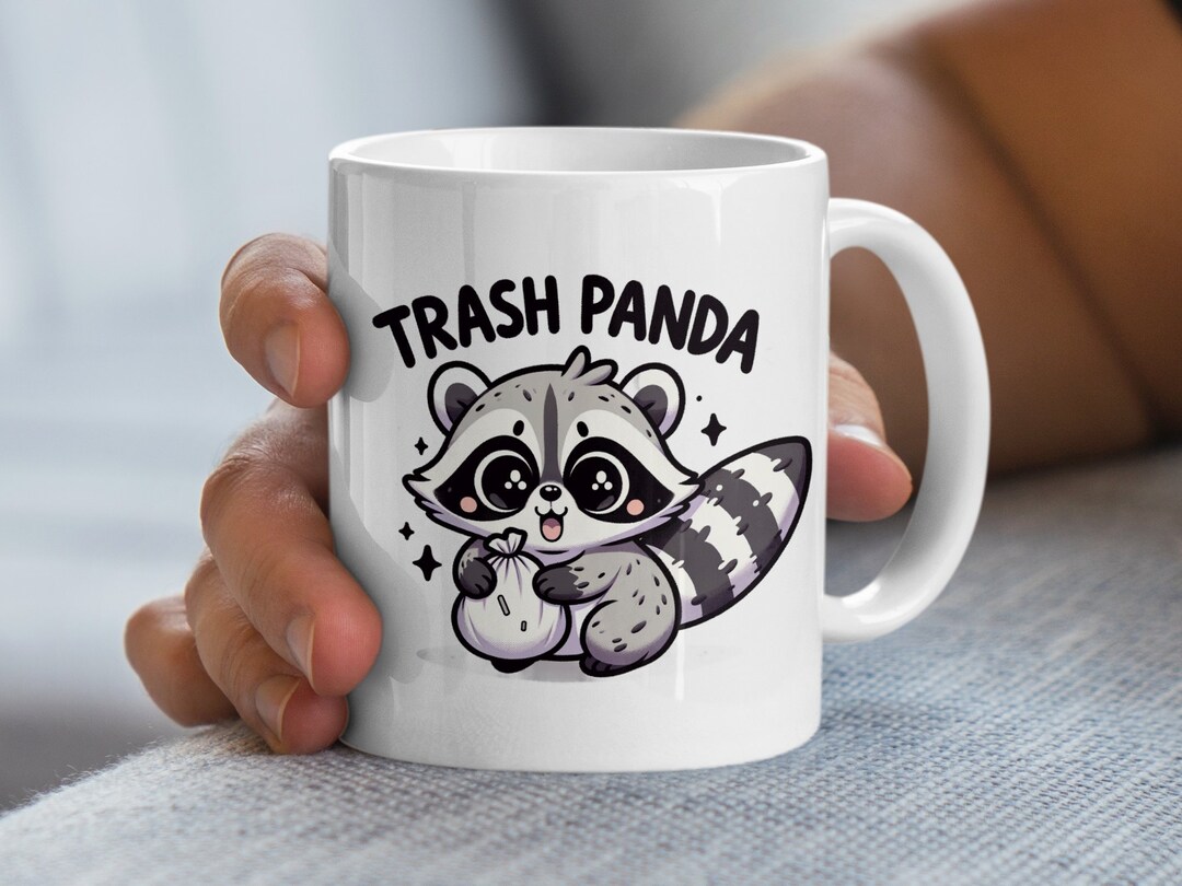 Cute Trash Panda Raccoon Coffee Mug, Kawaii Cartoon Animal Tea Cup ...