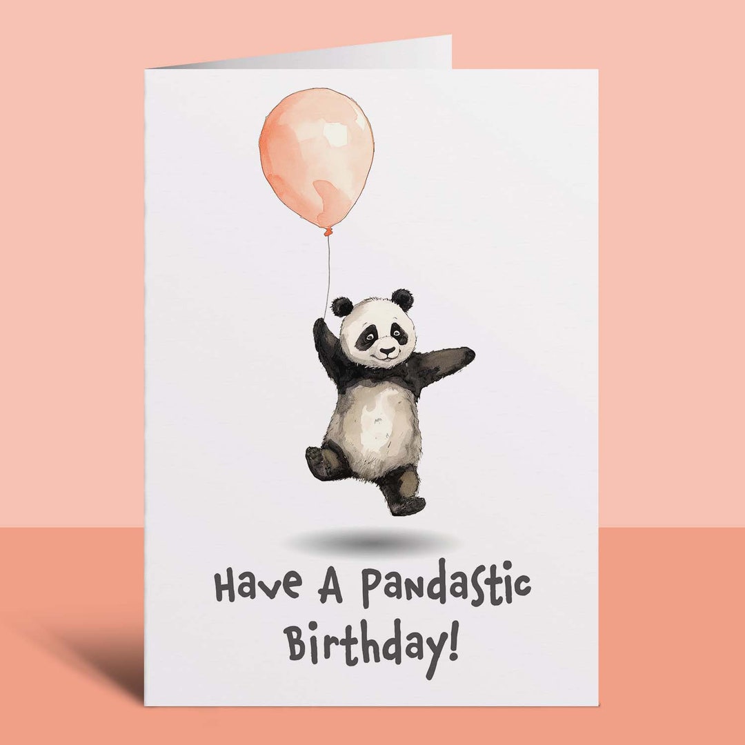 Birthday Card for Children Cute Panda Birthday Card for Child Card for ...