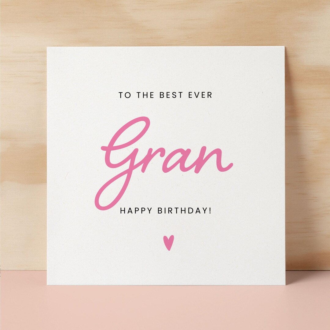 Birthday Card for Gran Happy Birthday Card for Grandmother Best Gran ...