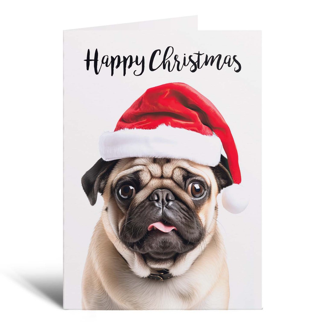 Christmas Card for Him or Her Christmas Card With A Dog Pug - Etsy