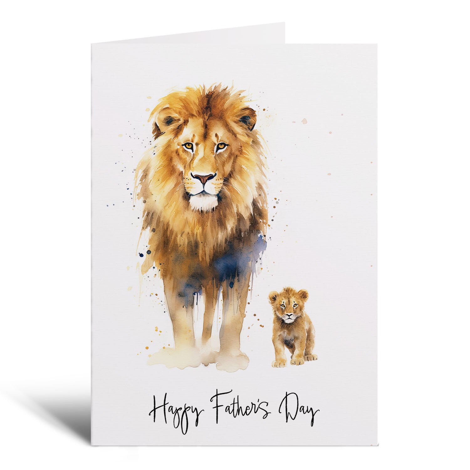 Lion Father's Day Card Cute Lion and Cub Watercolour - Etsy