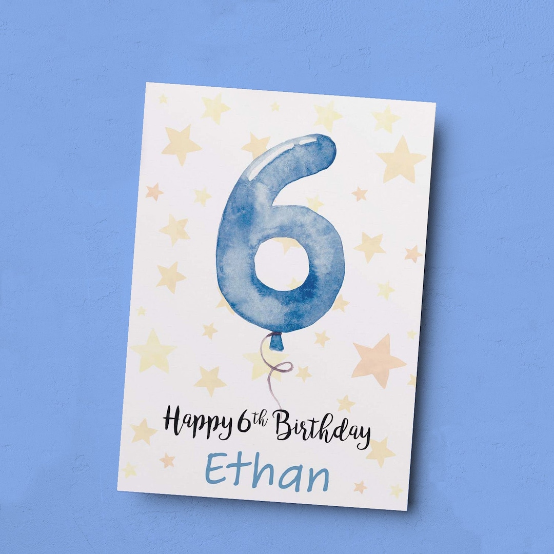 Personalised 6th Birthday Card for Boy Custom Name Card for Boy Sixth ...