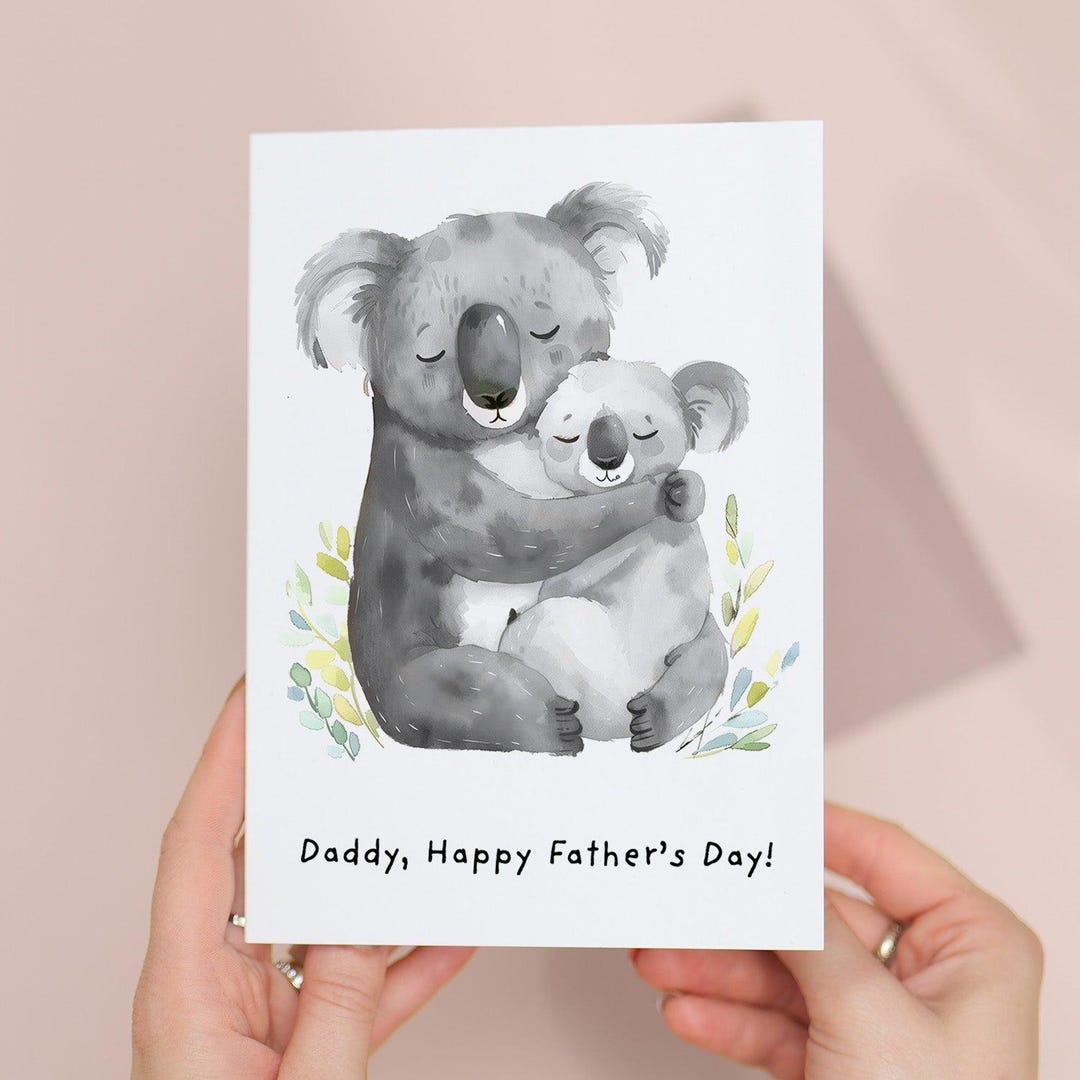 Father's Day Card for Daddy Cute Koala and Joey Illustration Father's ...
