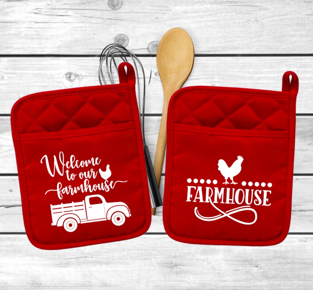Farmhouse Pot Holder, Country Pot Holders, Chicken Kitchen Decor ...