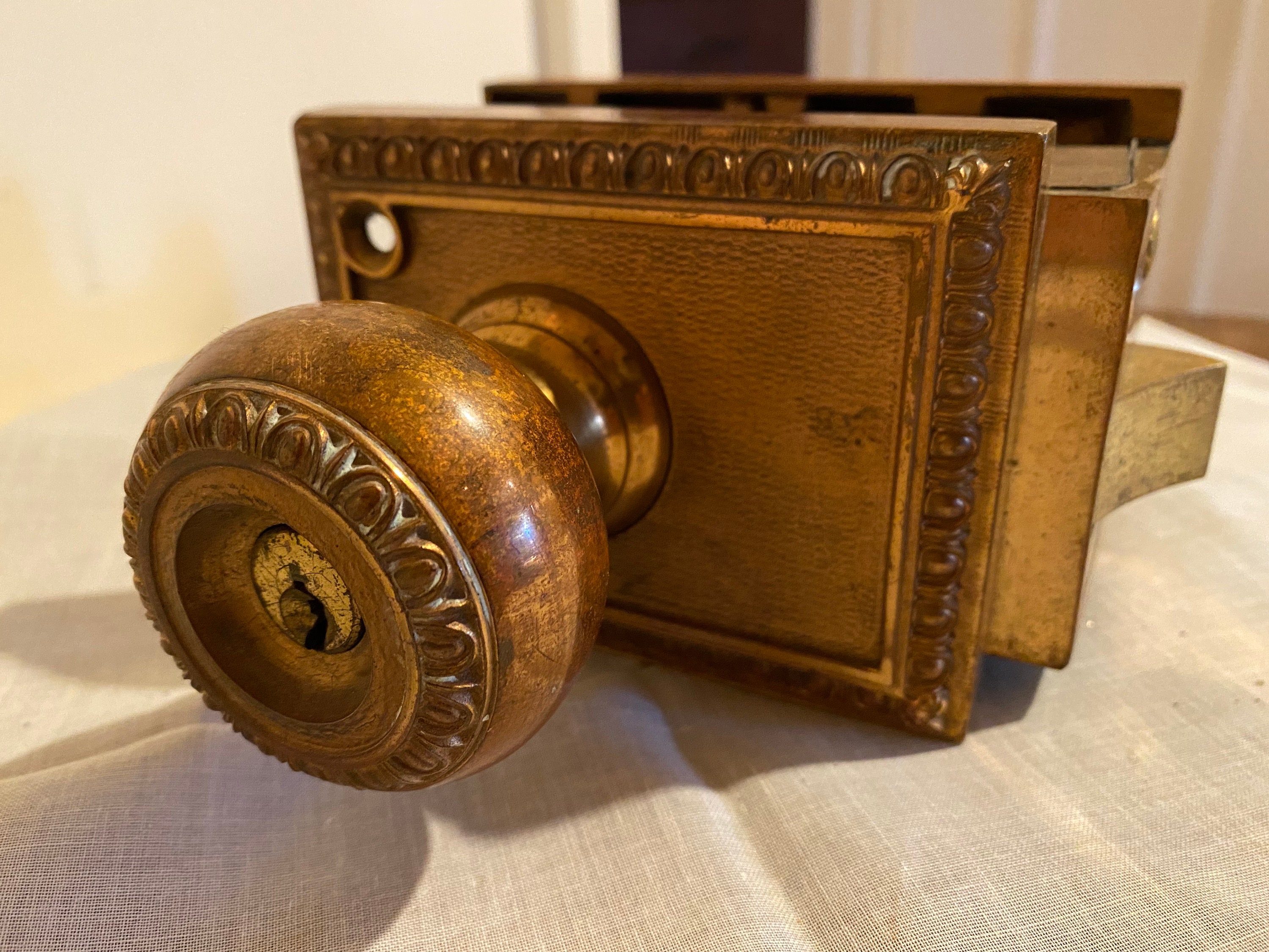 Vintage Russwin Bronze Entry Door Knob Set With Keys - Etsy