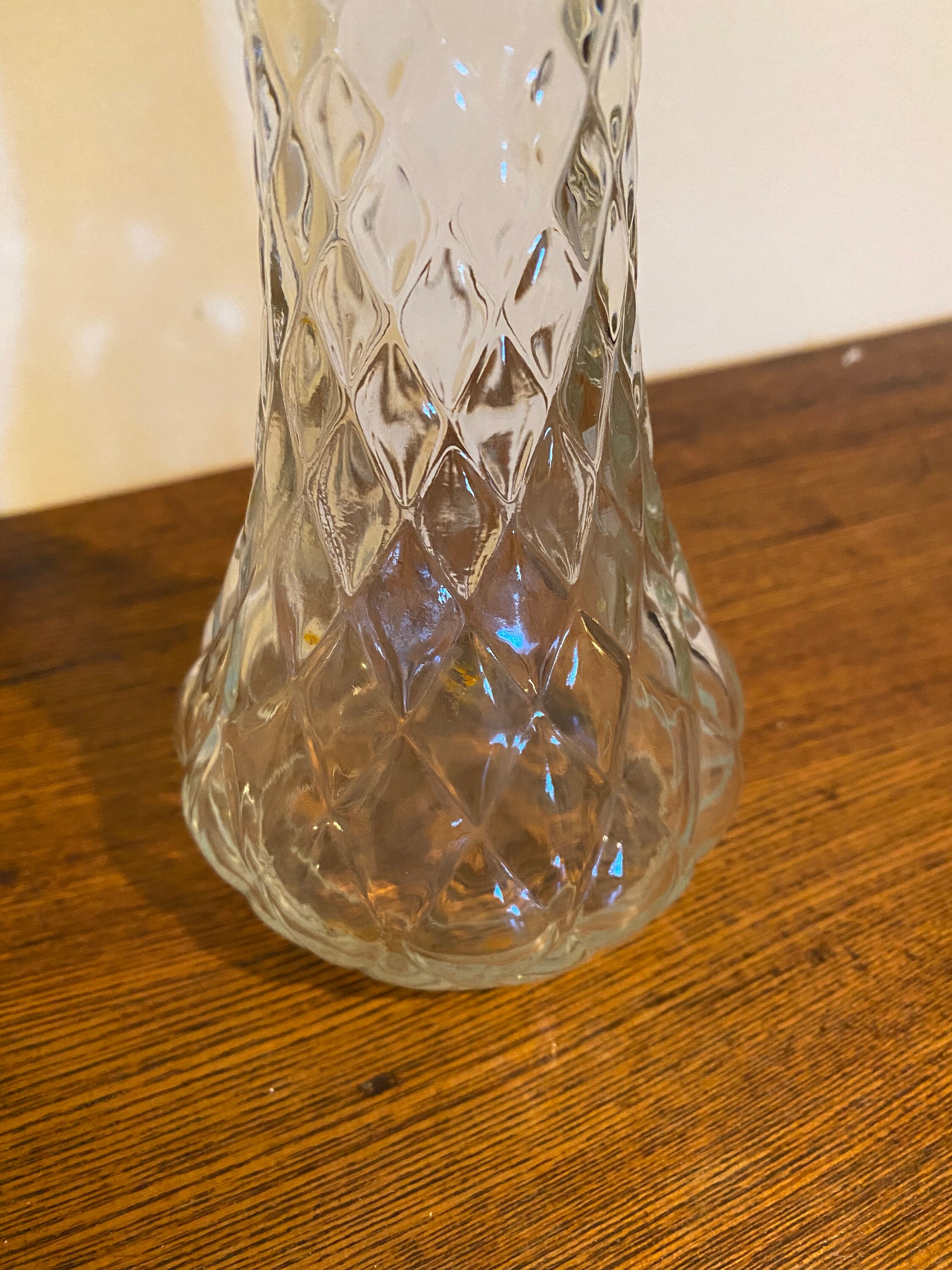 Vintage Pressed Glass Diamond Pattern Bud Vase - Etsy