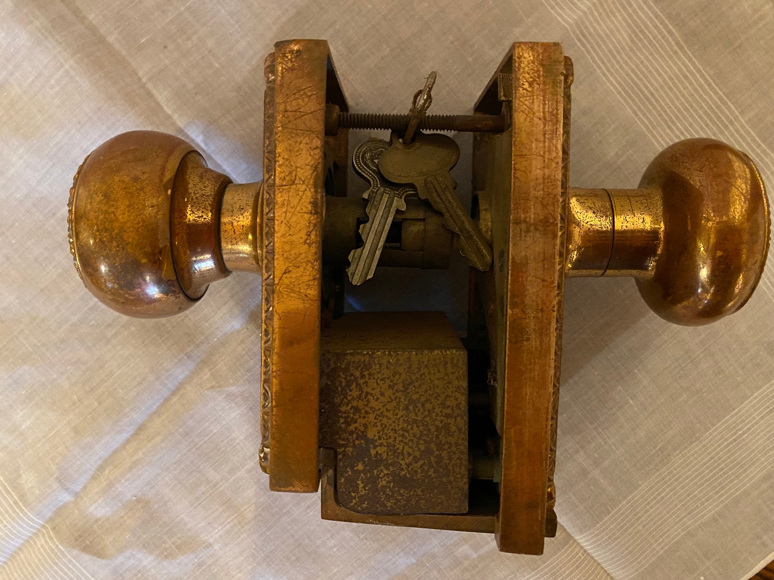 Vintage Russwin Bronze Entry Door Knob Set With Keys - Etsy