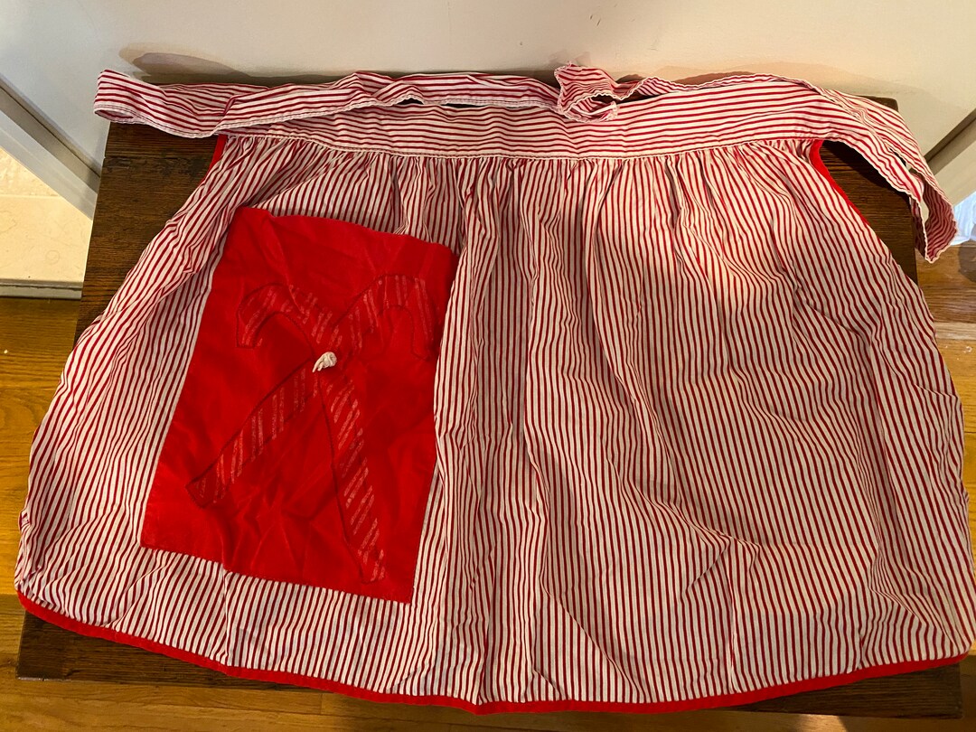 Vintage Striped Red Candy-cane Apron - Etsy