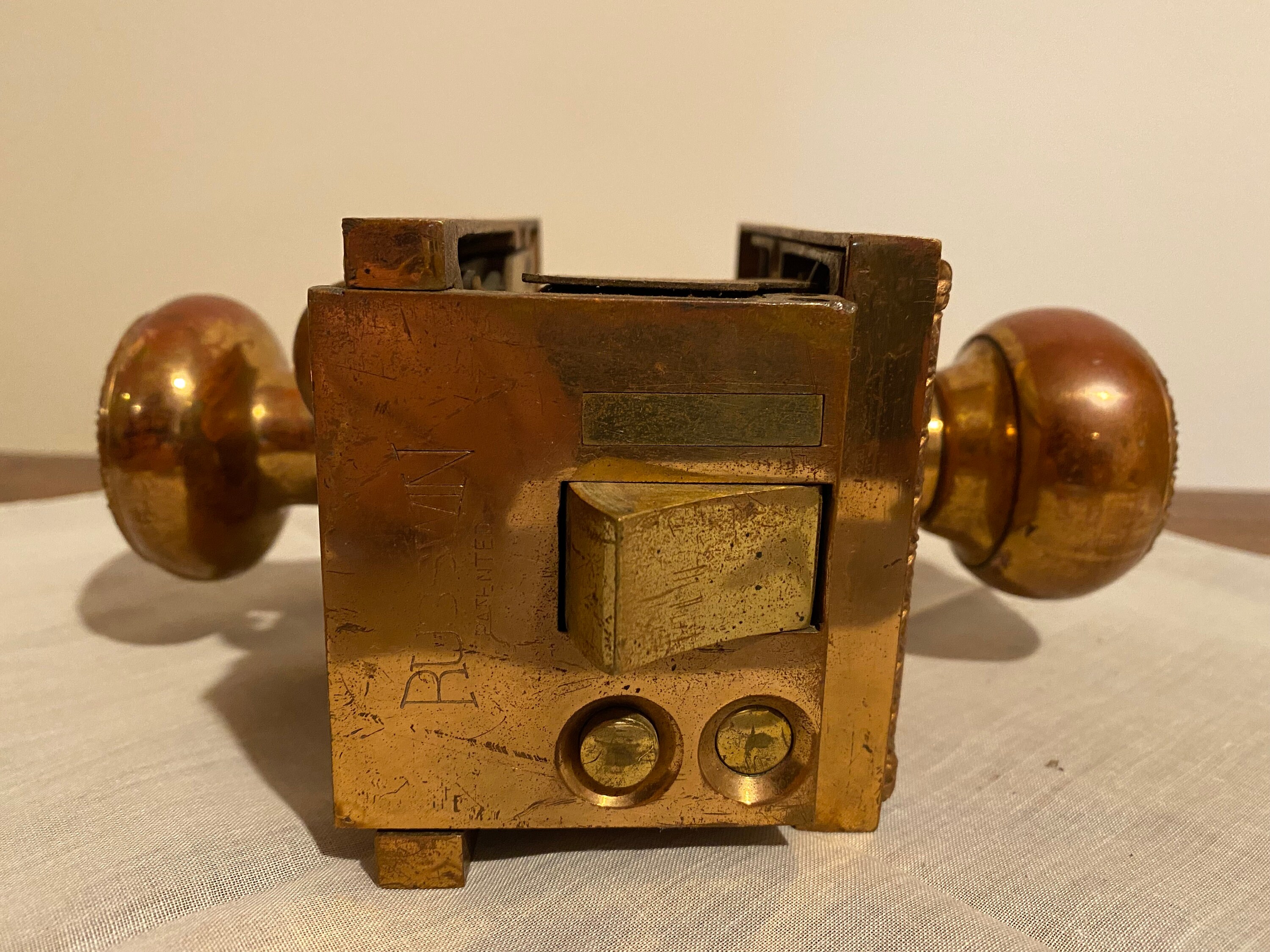 Vintage Russwin Bronze Entry Door Knob Set With Keys - Etsy