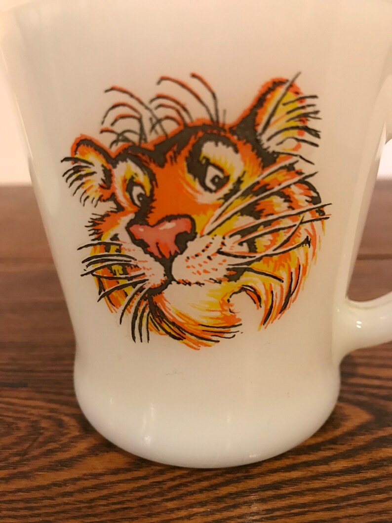 1960s Exxon Esso USA Milk Glass Coffee Mug White Tiger Logo Anchor ...